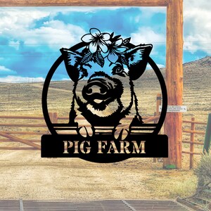 Metal Pig Sign Pig Farm Sign Personalized Pig Metal Wall Art Pig Metal ...