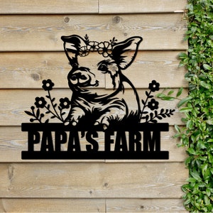 Metal Pig Sign Pig Farm Sign Personalized Pig Metal Wall Art Pig Metal ...