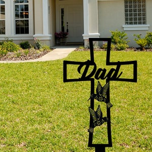 Memorial Metal Cross Stake Personalized, Grave Marker, Memorial Stake ...