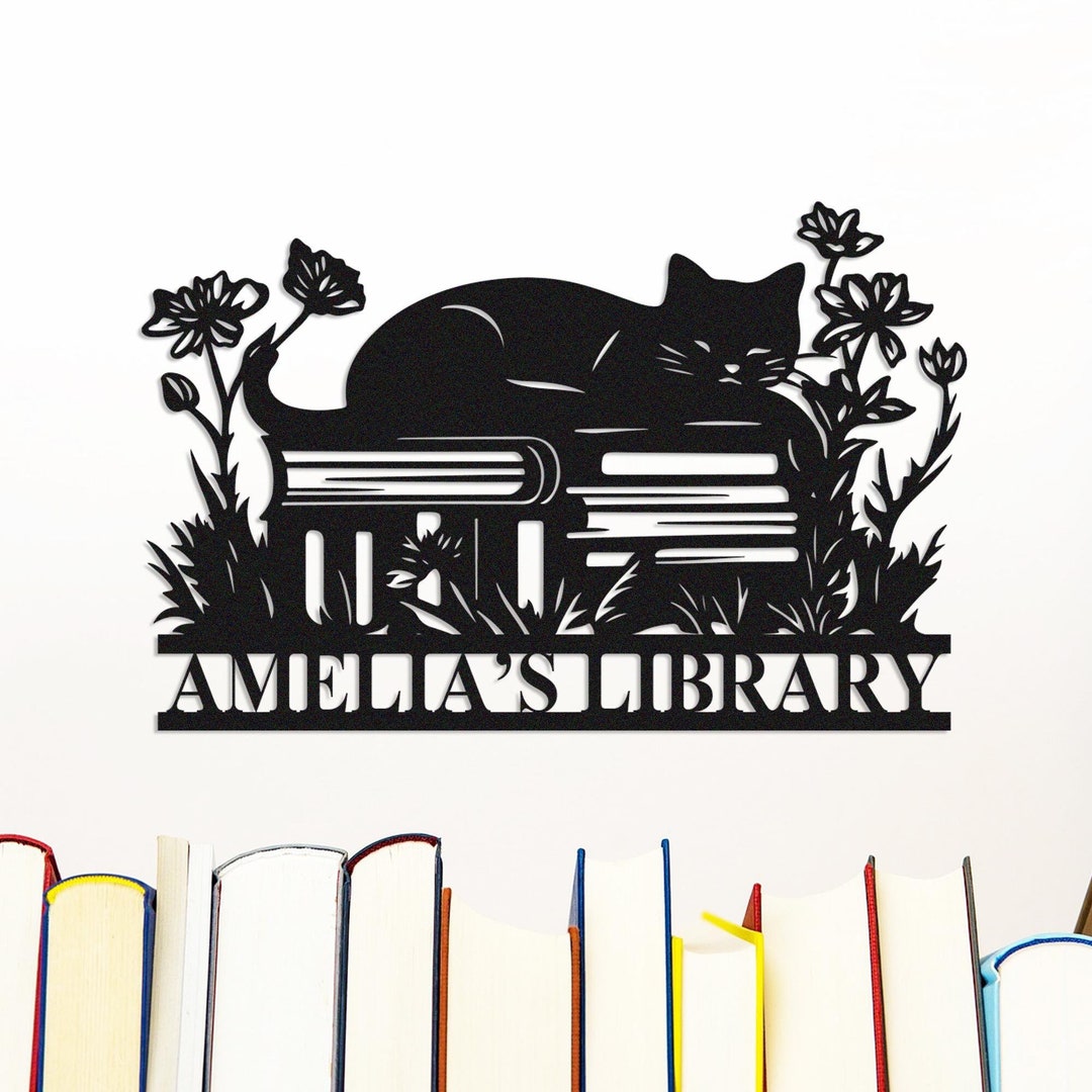 Personalized Library Sign, Custom Reading Nook Metal Wall Art, Reading ...