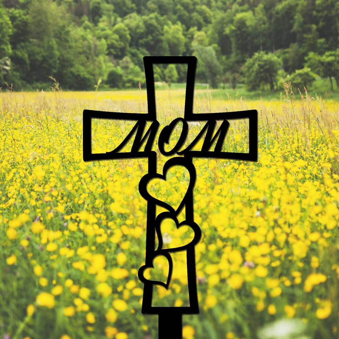 Metal Memorial Cross Stake Personalized, Metal Memorial Sign, Grave ...