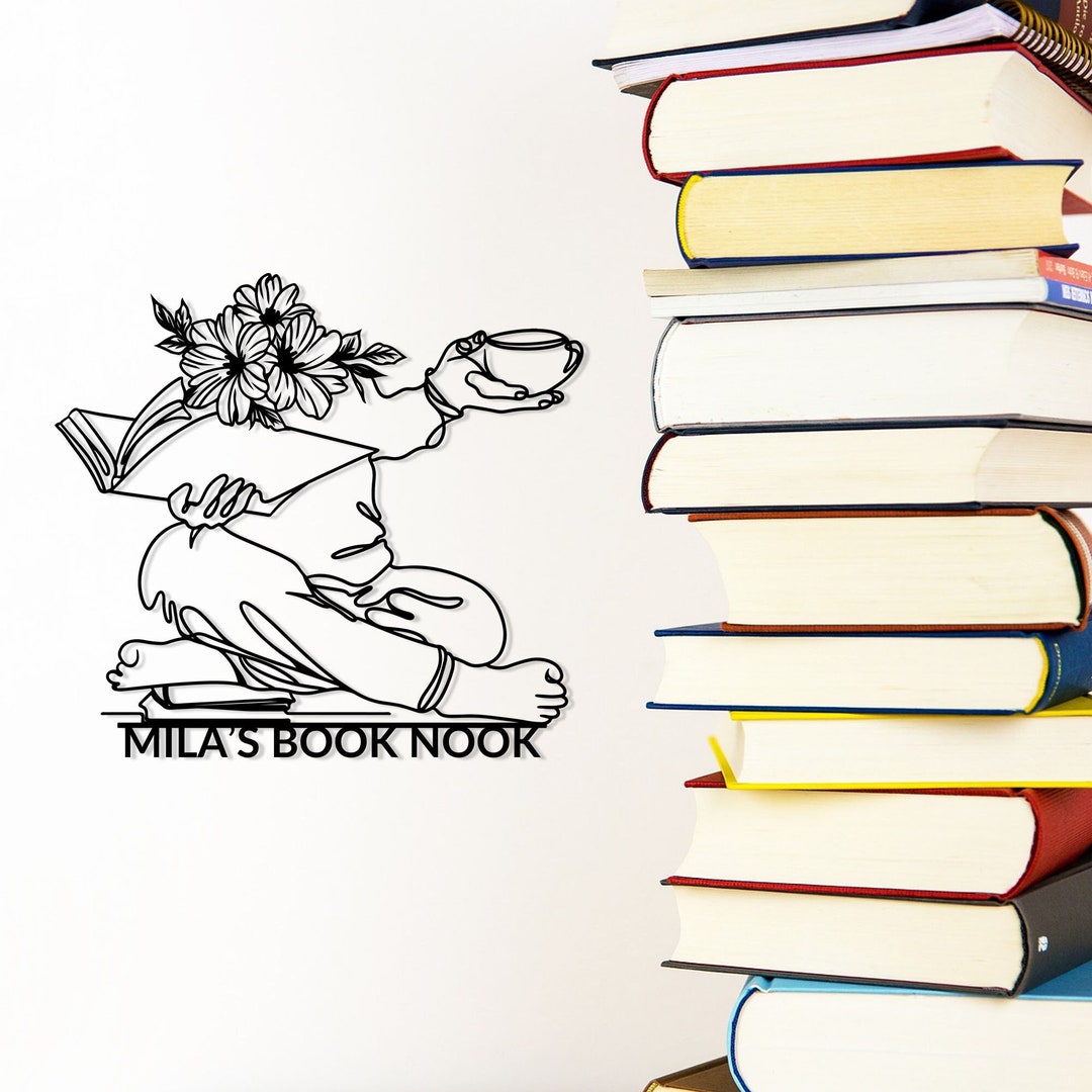 Reading Metal Wall Art, Reading Room Wall Decor, Book Metal Wall Art ...