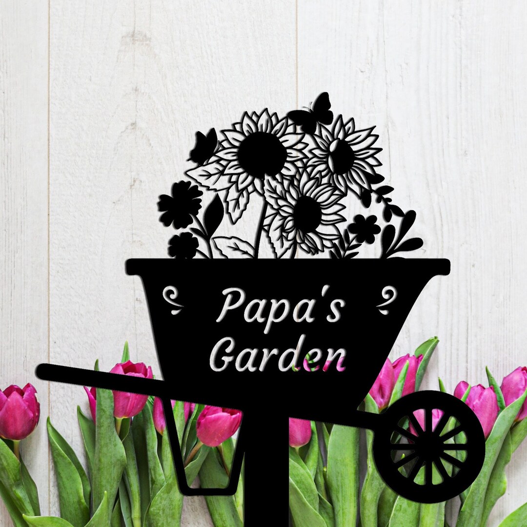Sunflowers Wheelbarrow Metal Garden Sign Personalized, Garden Metal ...