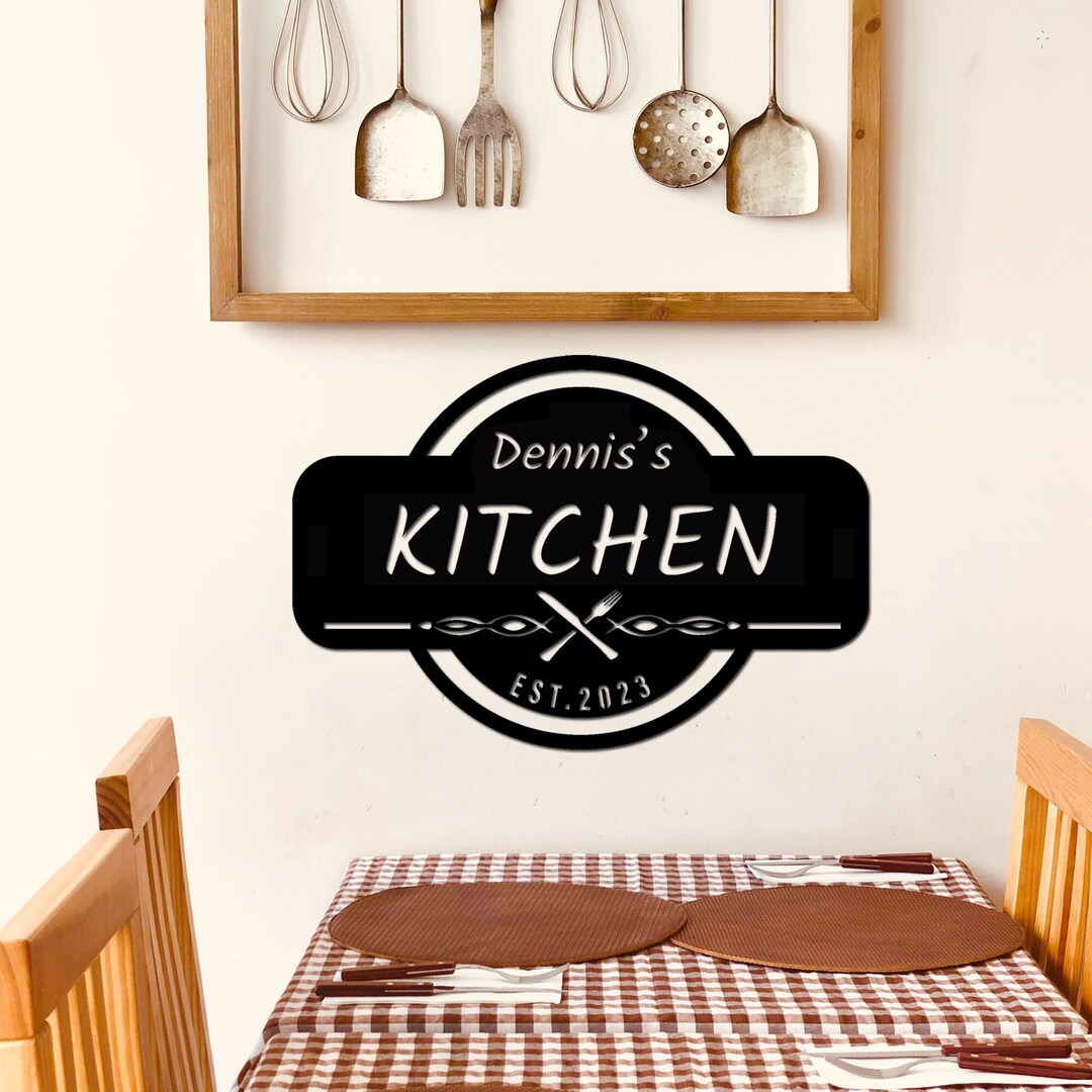 Kitchen Name Sign Personalized Kitchen Metal Wall Art Custom Signs for ...