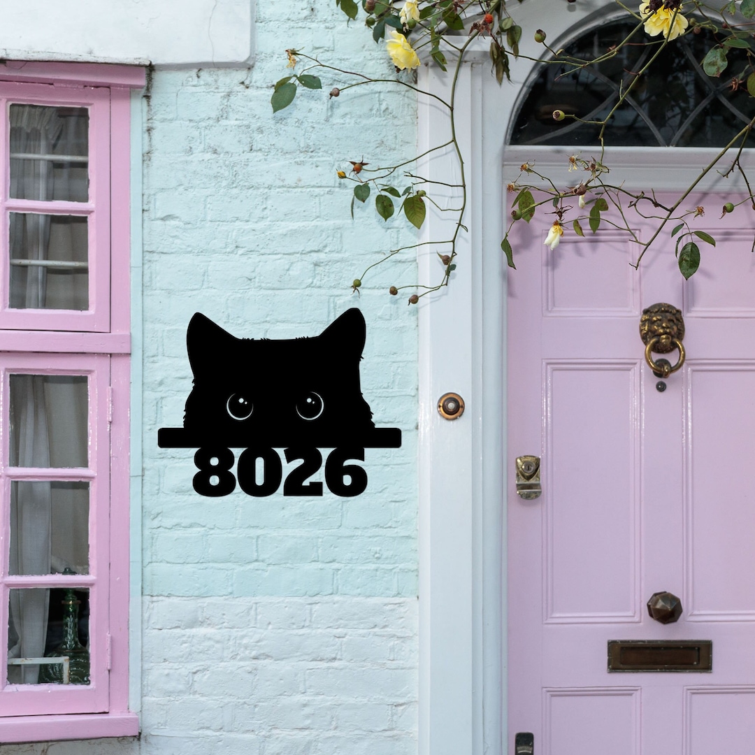 Cat House Number Sign Cat House Address Sign Custom Door Number Sign ...