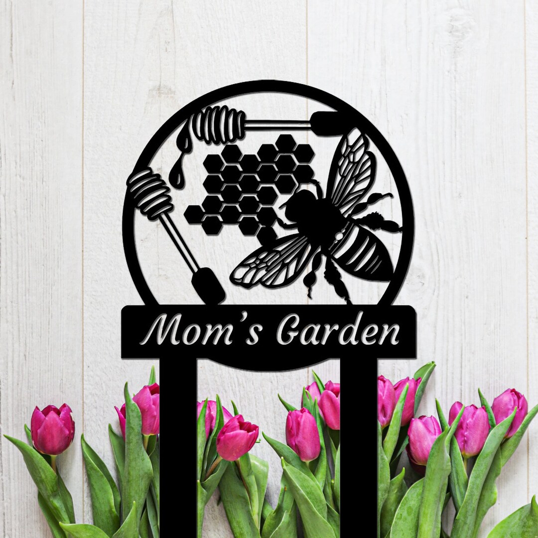 Bee Garden Stake Sign Personalized, Metal Garden Sign With Stakes ...