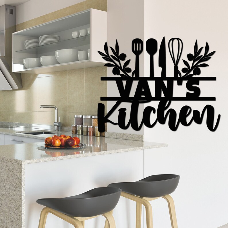 Kitchen Metal Wall Art, Personalized Metal Kitchen Signs, Kitchen Name ...