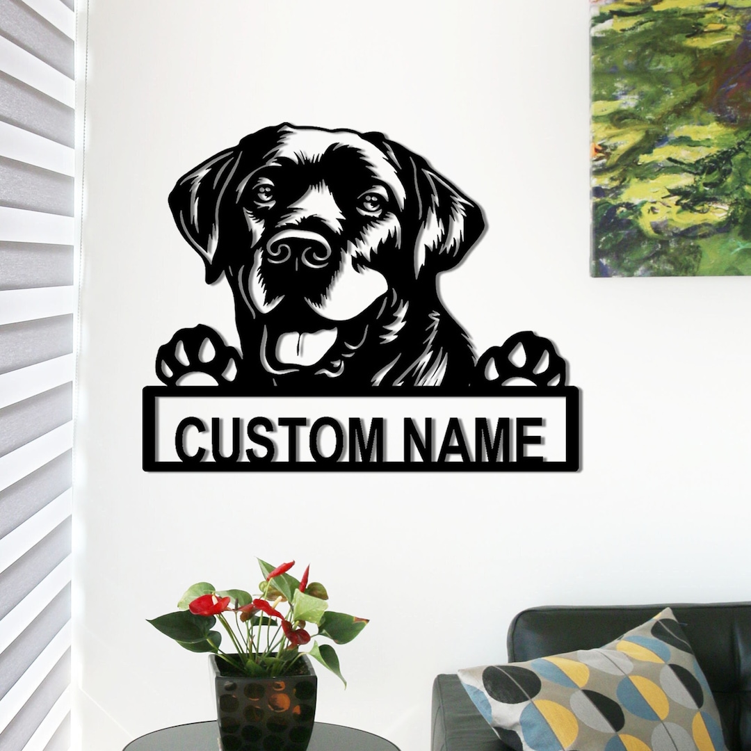 Personalized Labrador Retriever Metal Wall Art, Custom Dog Name Sign - Etsy