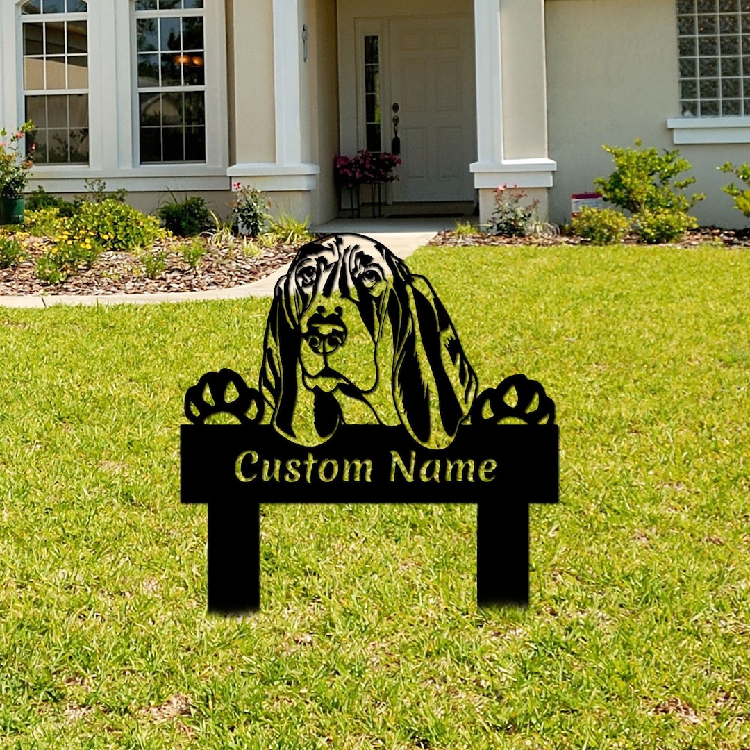 Bloodhound Dog Name Sign, Custom Dog Metal Stake, Pet Garden ...
