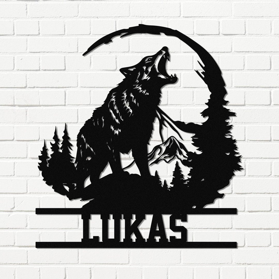 Custom Howling Wolf Metal Wall Art, Personalized Wolf Metal Sign, Man ...