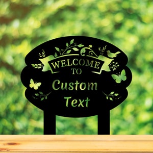 Metal Garden Sign With Stakes, Garden Stake Sign Personalized, Garden ...