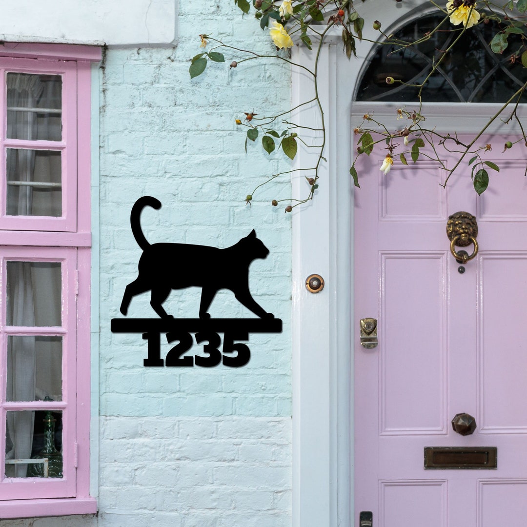Cat House Address Sign Custom House Number Sign Door Number Sign Cat ...