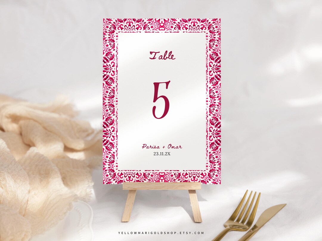 Red Border Table Number Template: Editable Canva Digital Download for ...