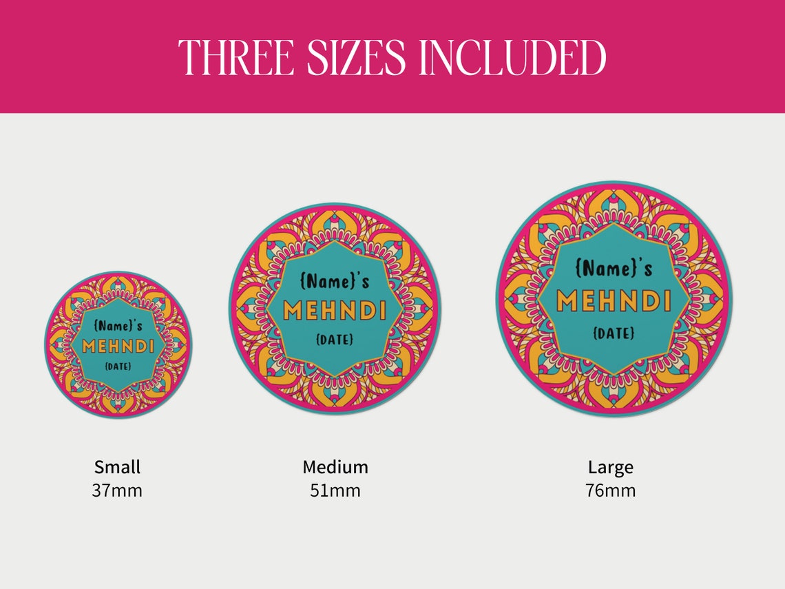 Mehndi Favour Sticker Gift Tag Template Editable Template for Mehndi ...