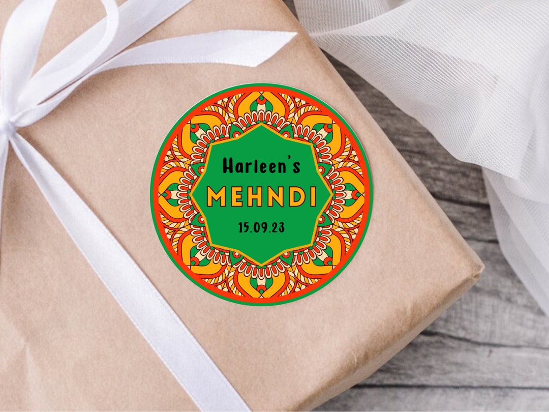 Mehndi Favour Sticker & Gift Tag Editable Template Wedding Printable ...