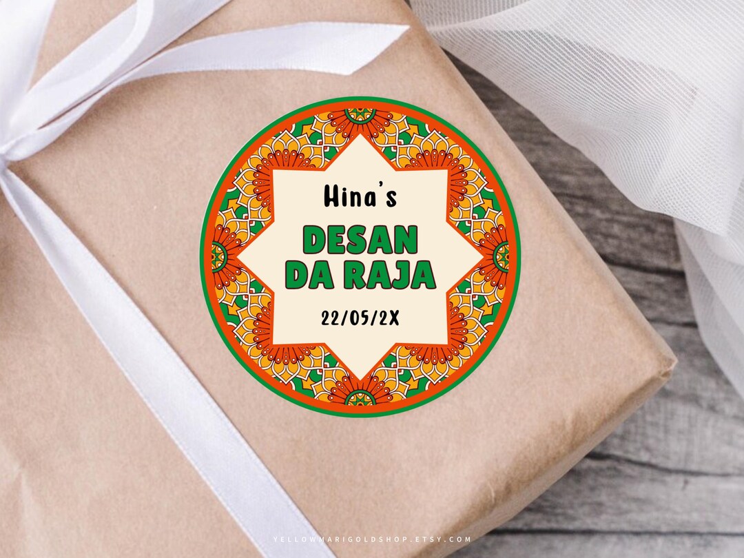 Colourful Mandala Round Sticker Template Editable Desan Da Raja, Dholki ...