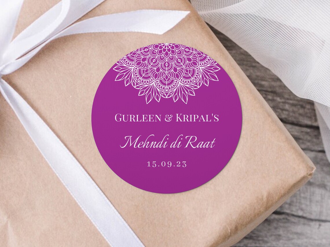Mehndi Favour Sticker Gift Tag Template Editable Template for Mehndi ...