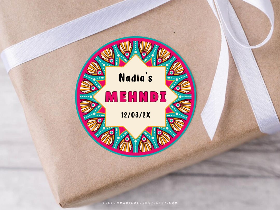 Colourful Mandala Round Sticker Template Editable Mehndi, Sangeet ...
