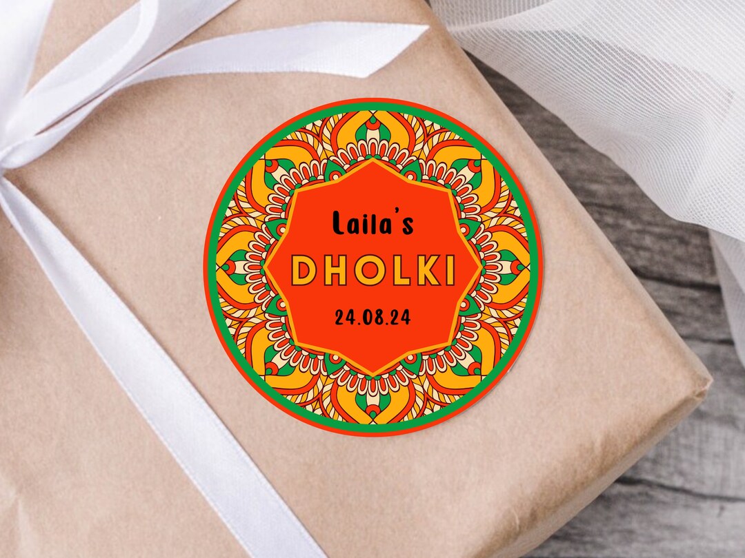Dholki Favour Sticker Gift Tag Template Editable Template for Dholki ...