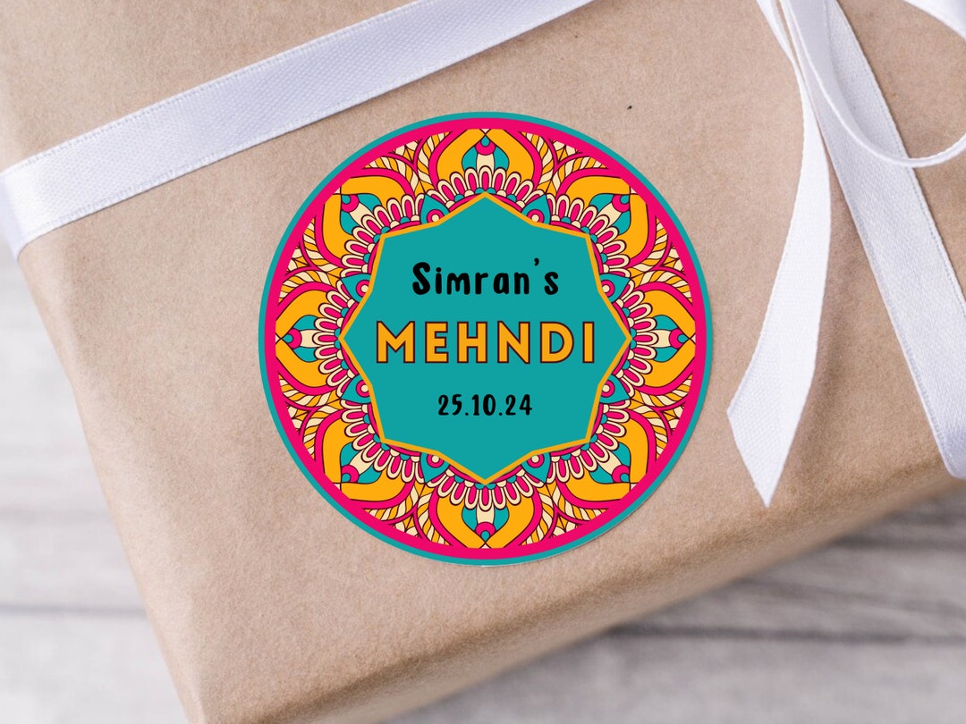 Mehndi Favour Sticker Gift Tag Template Editable Template for Mehndi ...