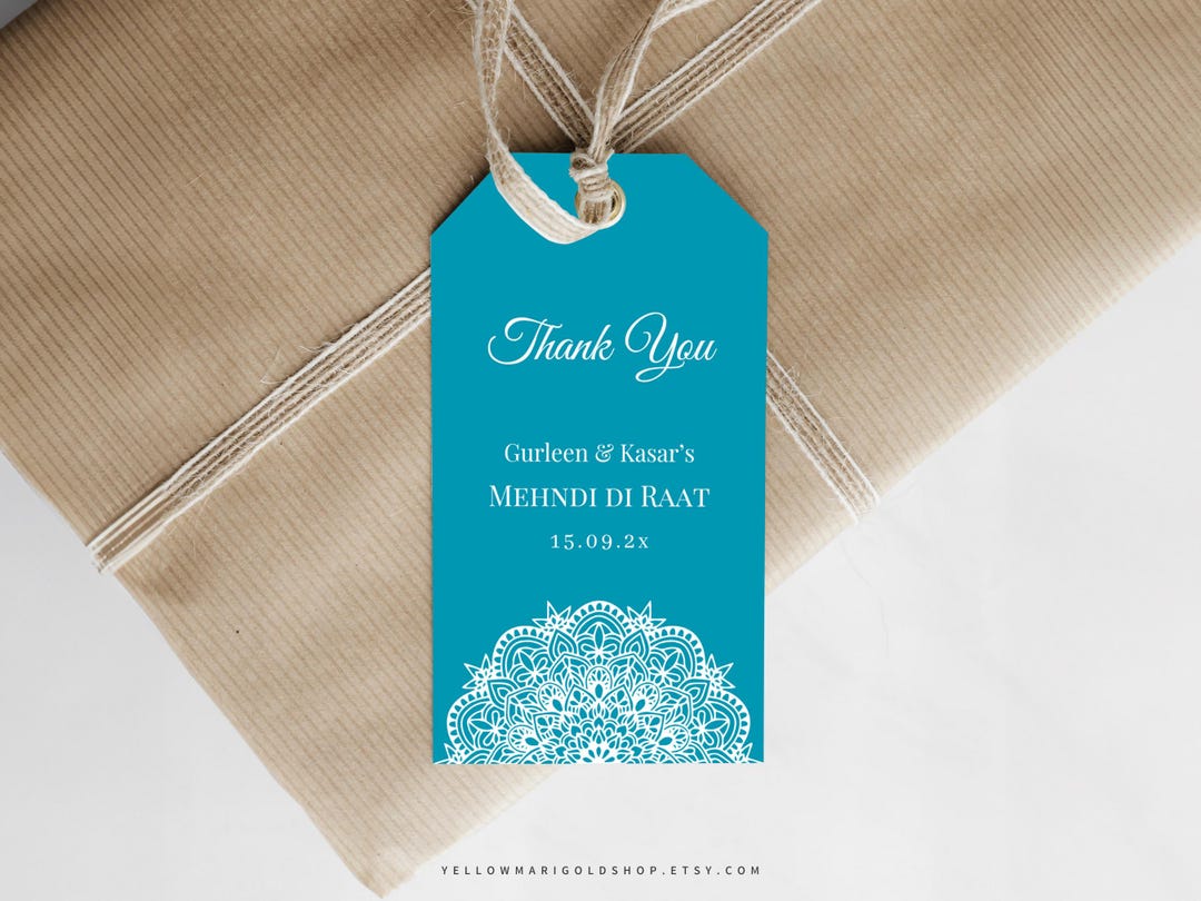 Lace Mandala Gift Tag Template Editable Mehndi, Sangeet, Dholki Favour ...