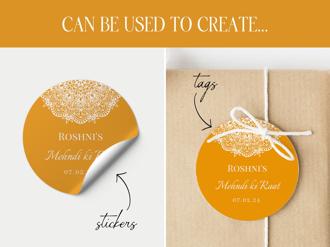 Lace Mandala Round Sticker Template Editable Template for Mehndi Party ...