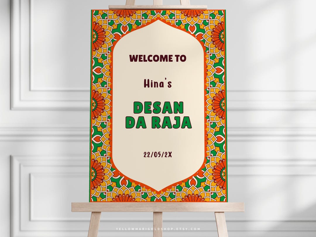 Colourful Mandala Welcome Sign Template | Editable Desan Da Raja ...