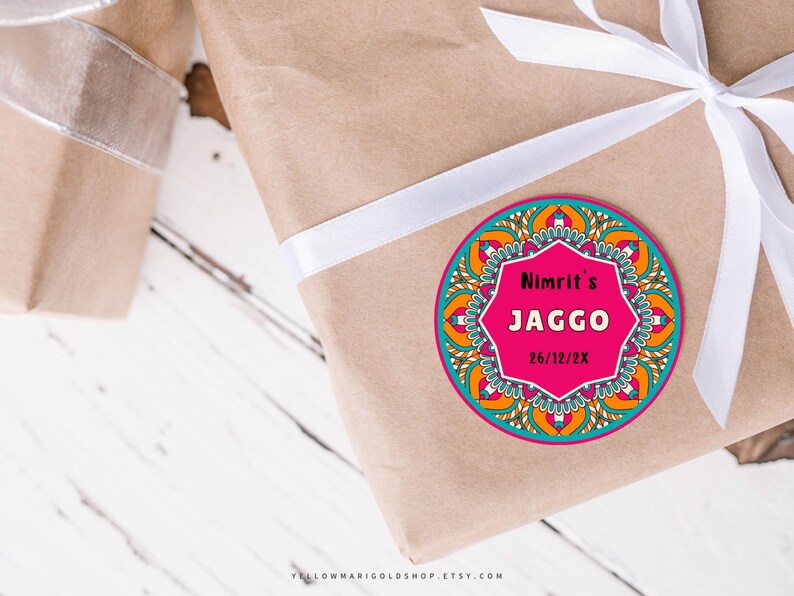 Colourful Mandala Round Sticker Template: Wedding Favour & Gift Tag for ...