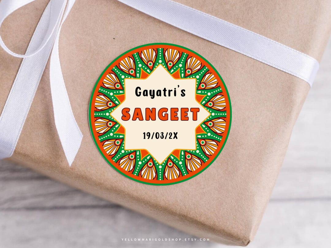Colourful Mandala Round Sticker Template Editable Sangeet, Mehndi ...
