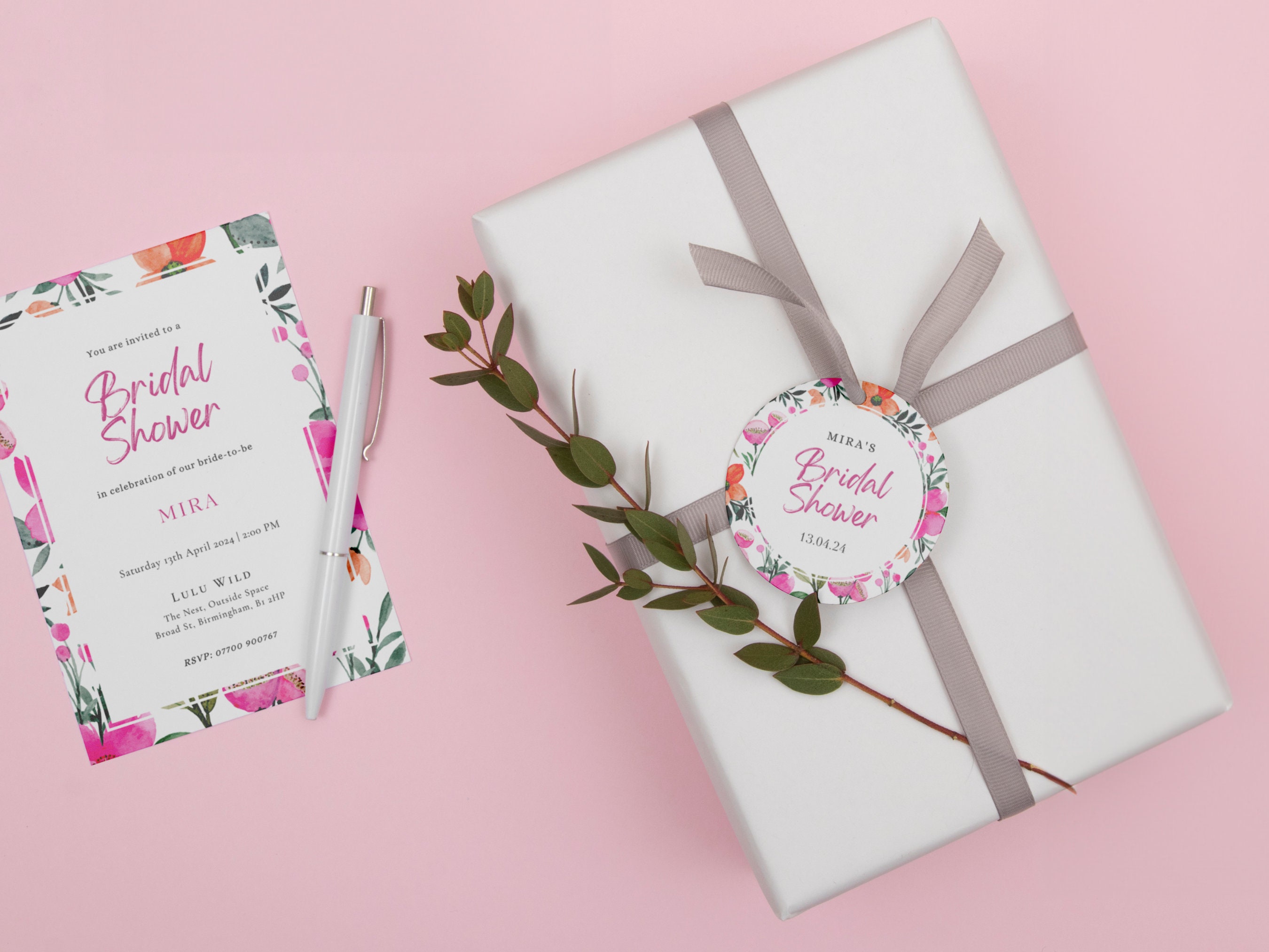 Bridal Shower Favour Sticker Gift Tag Template Editable Template for ...