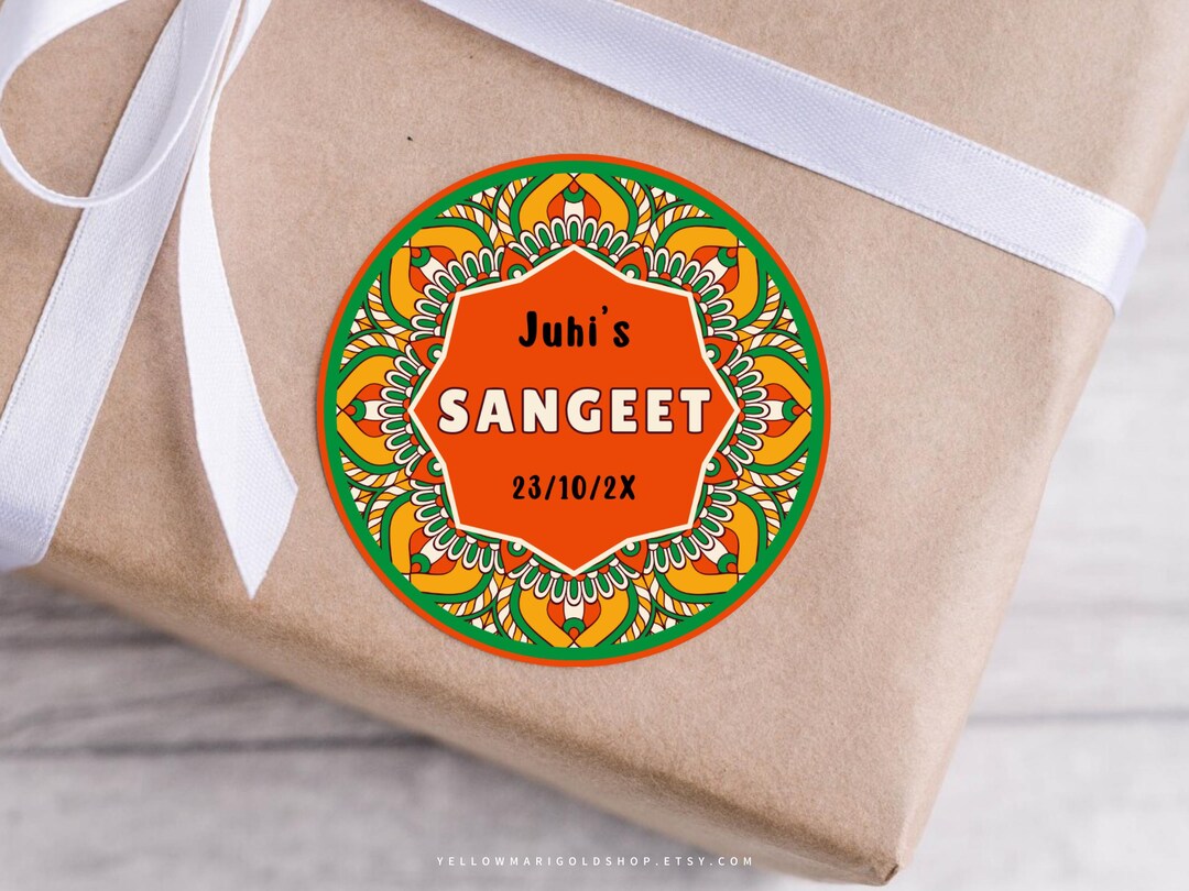 Colourful Mandala Round Sticker Template | Editable Sangeet, Mehndi ...