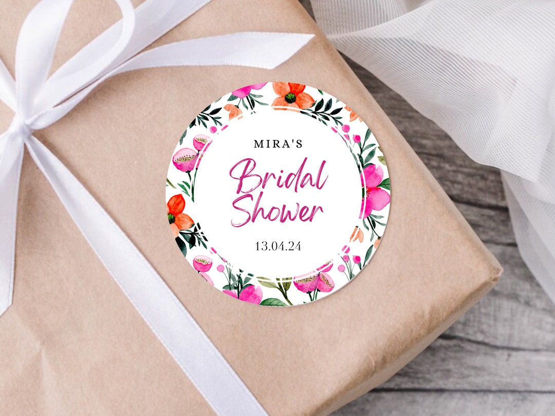Bridal Shower Favour Sticker Gift Tag Template Editable Template for ...
