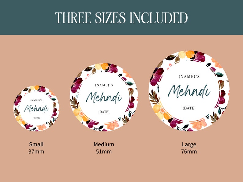 Mehndi Favour Sticker Gift Tag Template Editable Template for Wedding ...
