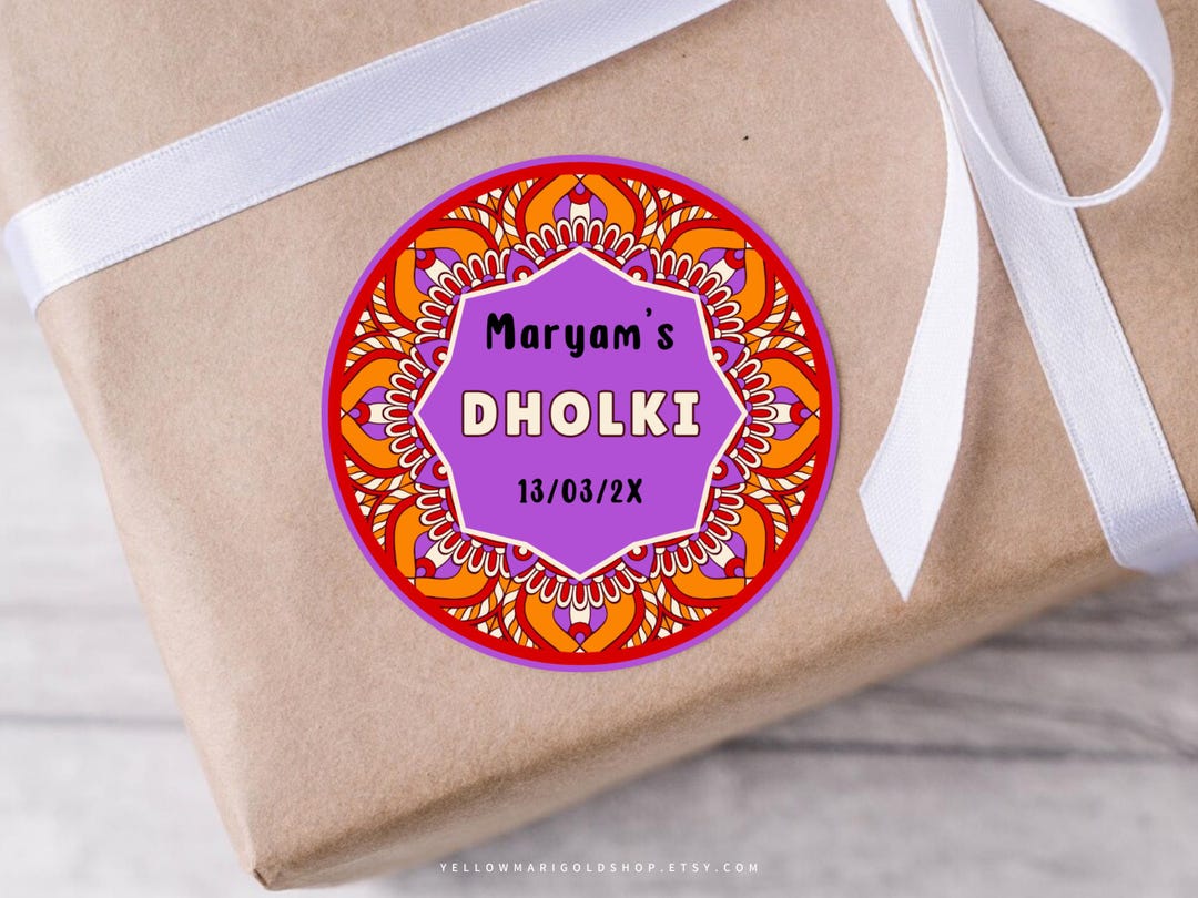 Colourful Mandala Round Sticker Template Editable Dholki, Sangeet ...