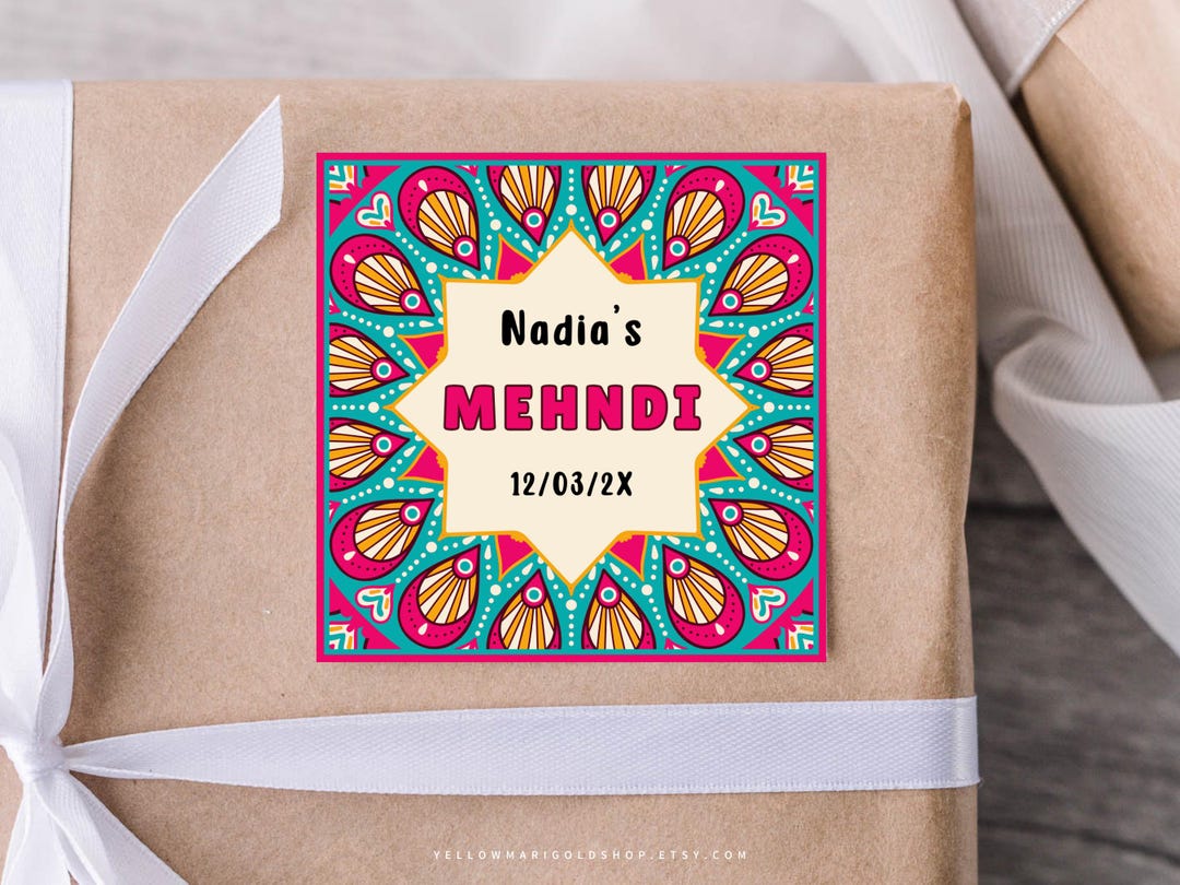 Colourful Mandala Square Sticker Template Editable Mehndi, Sangeet ...