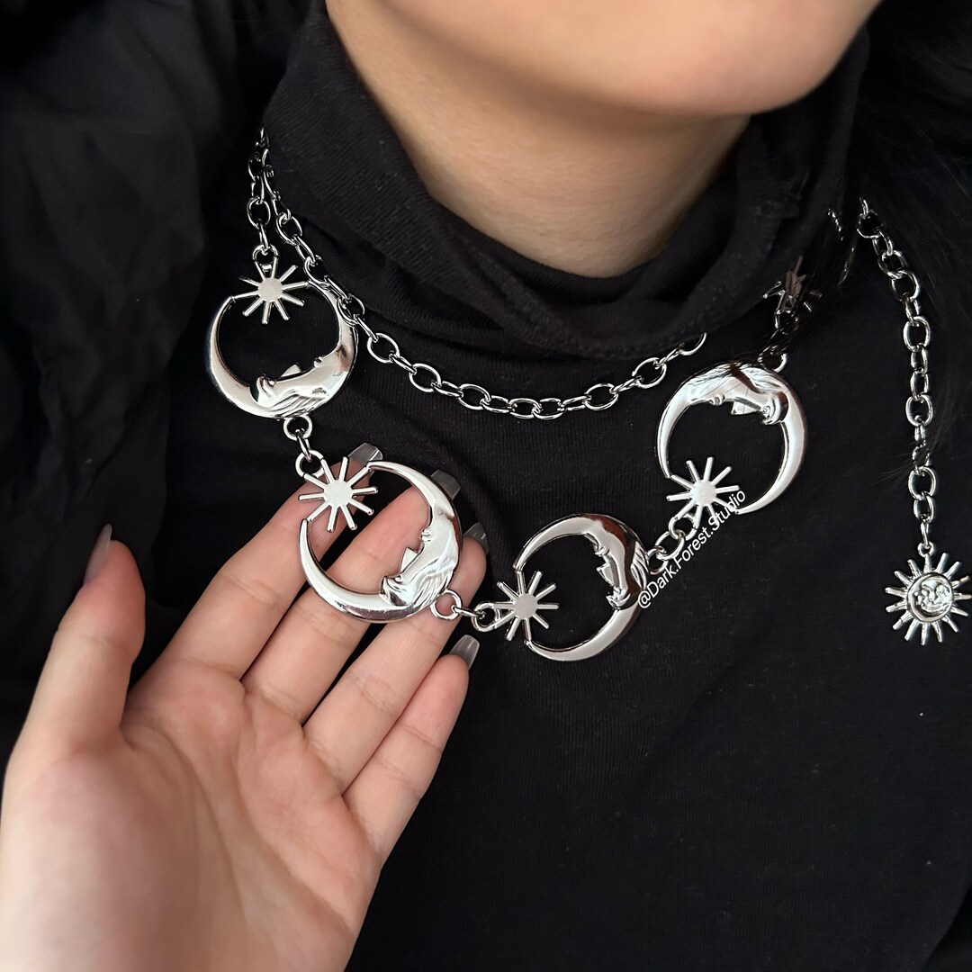 Y2k Crescent Moon, Star Chain Necklace, Can Also Be a High Waist Chain ...