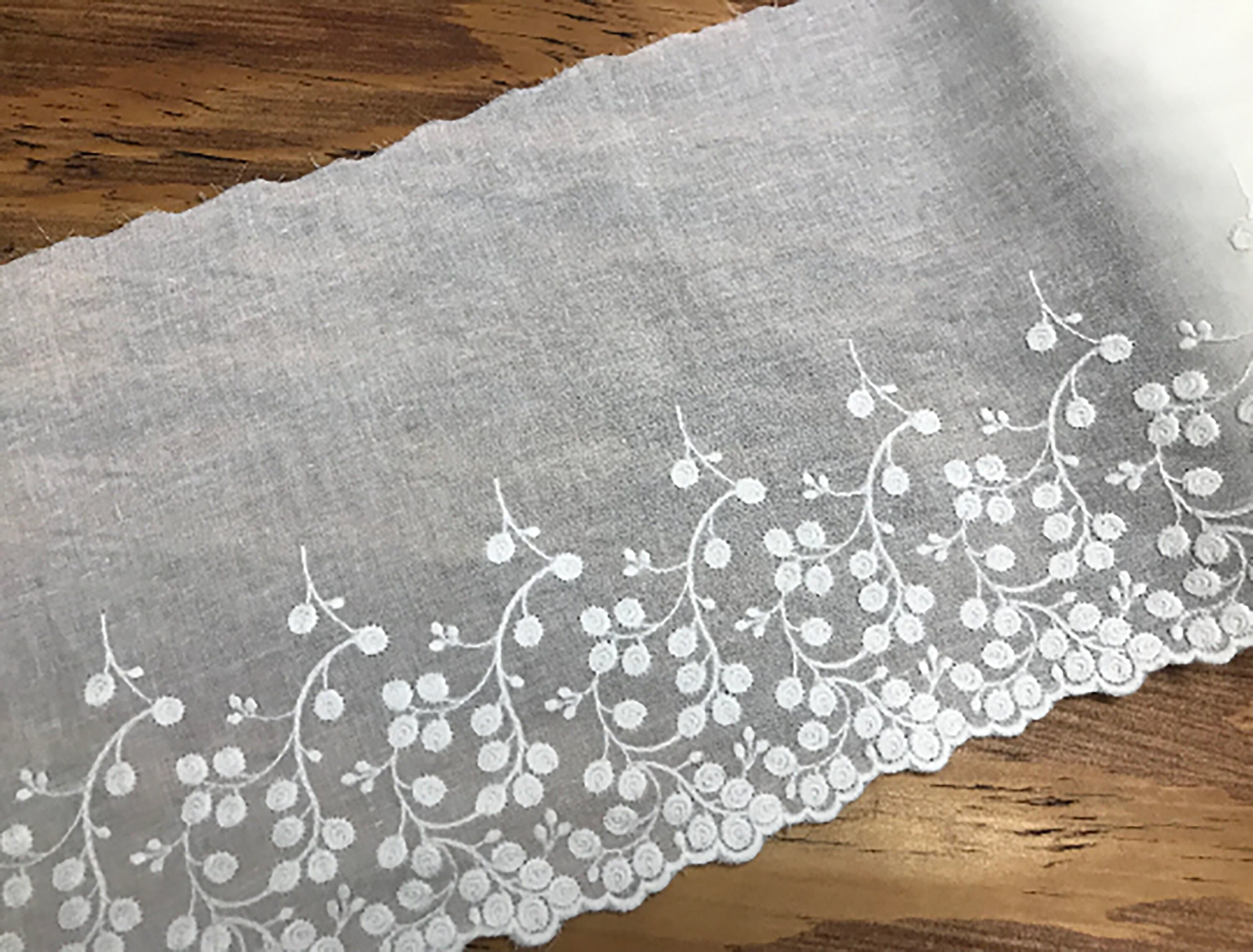 Natural White Broderie Anglaise Lace on Cotton Voile 21 Cm Wide. - Etsy