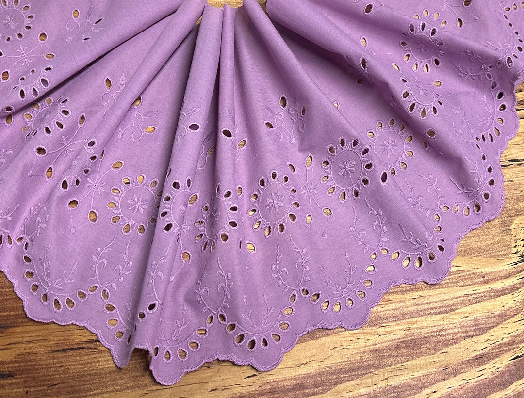 French Lavender Color- Broderie Anglaise on Voile - 26 Cm Wide. - Etsy