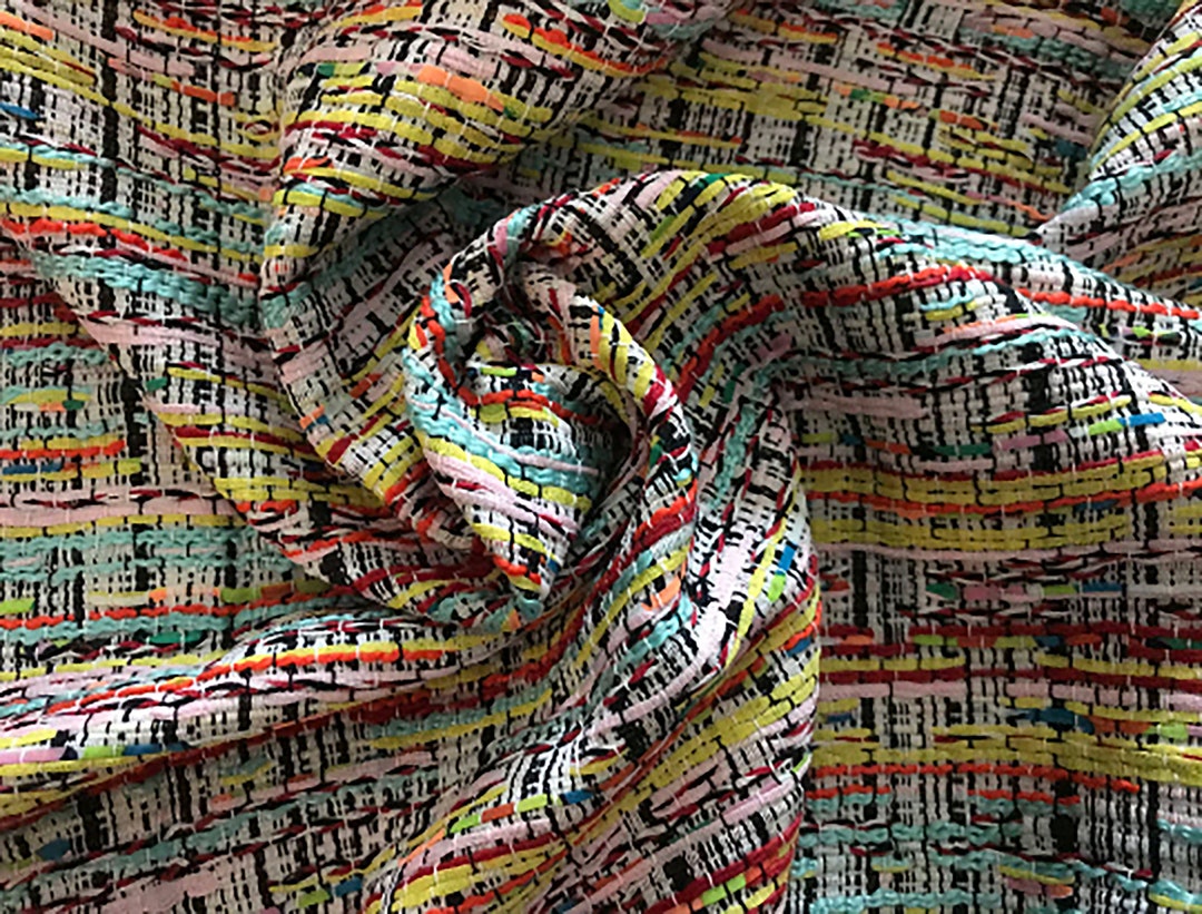 Multi Color W/ribbons - French Tweed - 150 Cm Wide. - Etsy