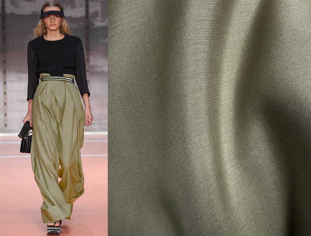 Beige/kaki - Italian Silk Wool- 112 Cm Width. - Etsy