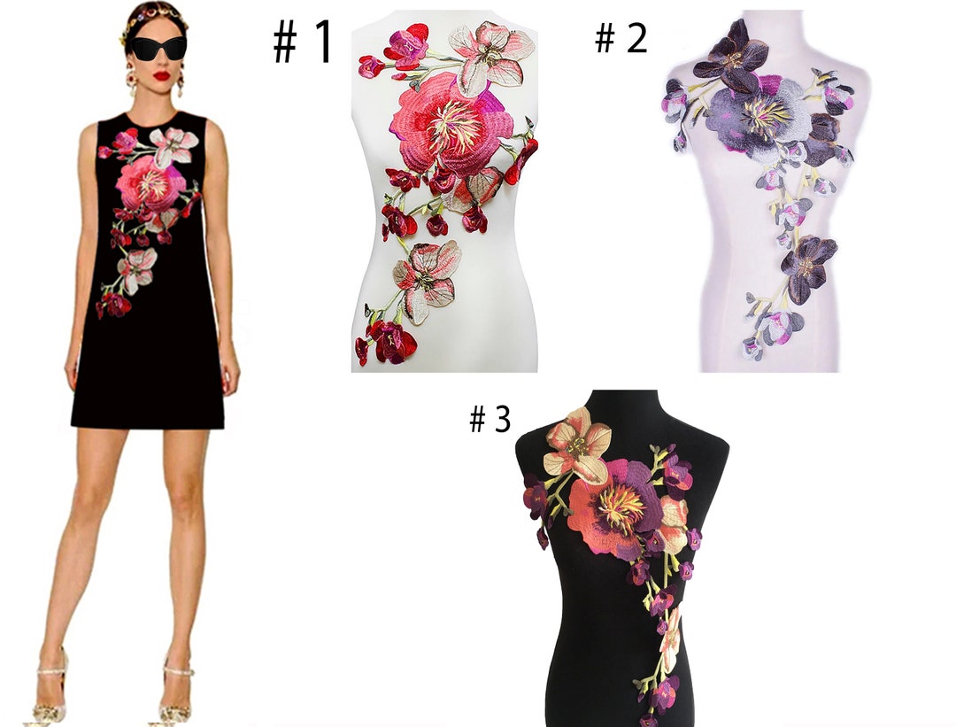 Multi Color Large Floral Applique - All Embroidery - 56 * 36 Cm. - Etsy