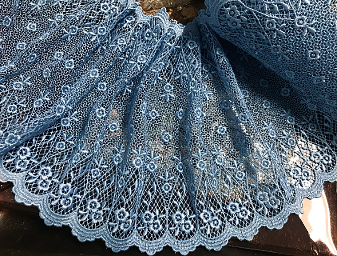 Sky Blue Color Italian Embroidered Lace 21 Cm Wide. - Etsy
