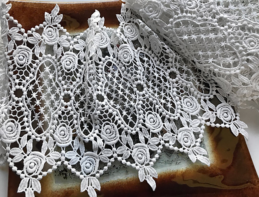 White - Cotton Italian Lace - 27 Cm Wide. - Etsy