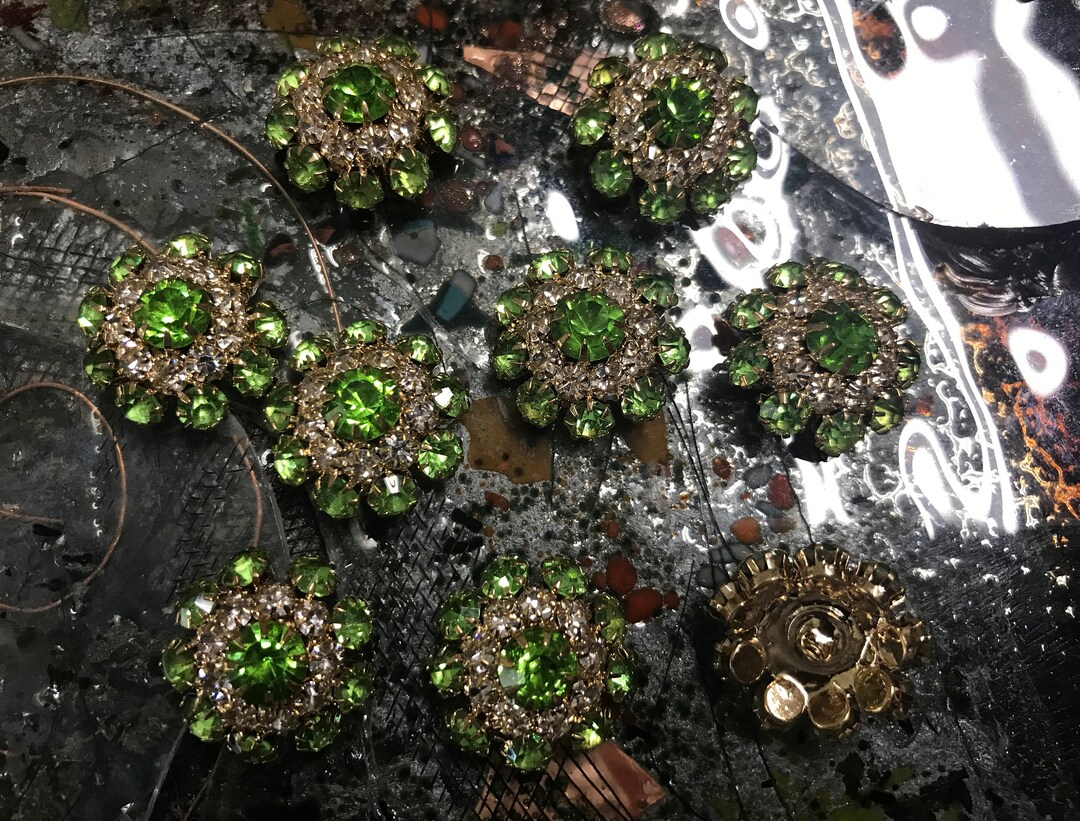 Green/white Glass Crystal Pave - on a Gold Alloy Backing - 22 MM Width ...