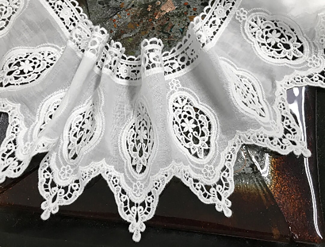 Natural White Embroidery on White Background - Broderie Anglaise Lace ...