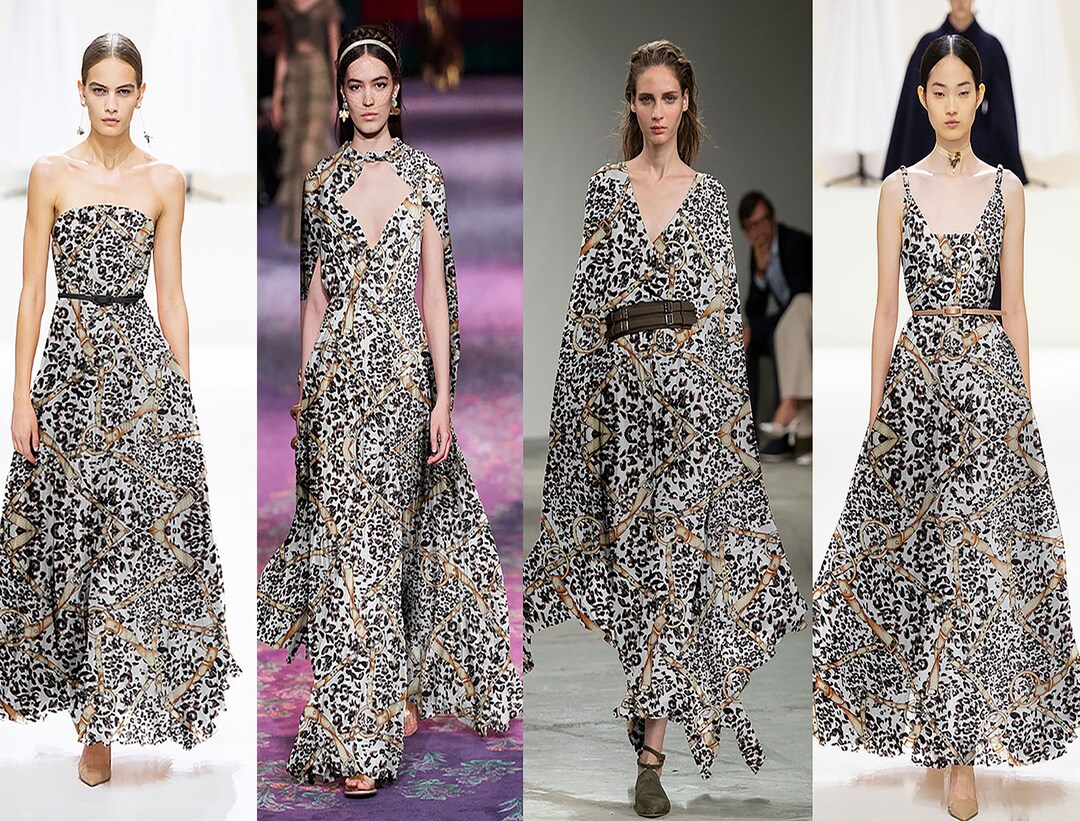 Multi Color Animal Print W/straps Detail - Italian Silk Chiffon - 8 MM ...