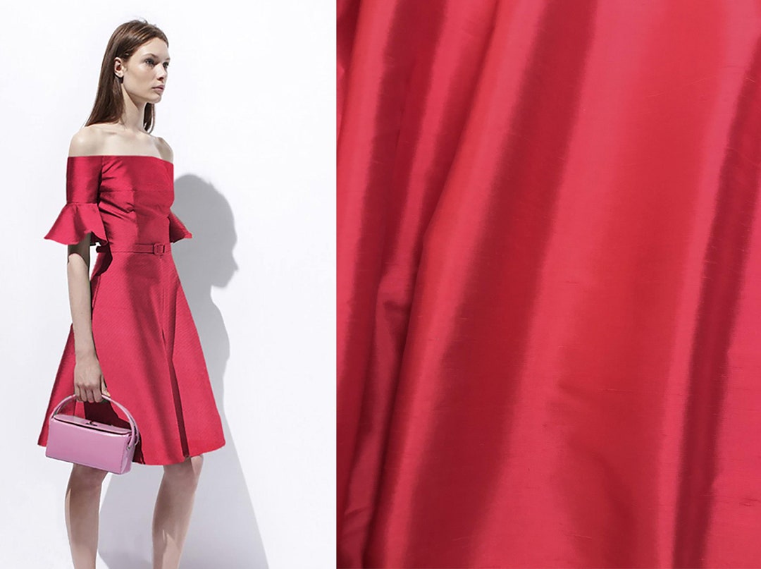 Pomegranate Red - Italian Silk Shantung - 20 MM - 140 Cm Wide - Etsy