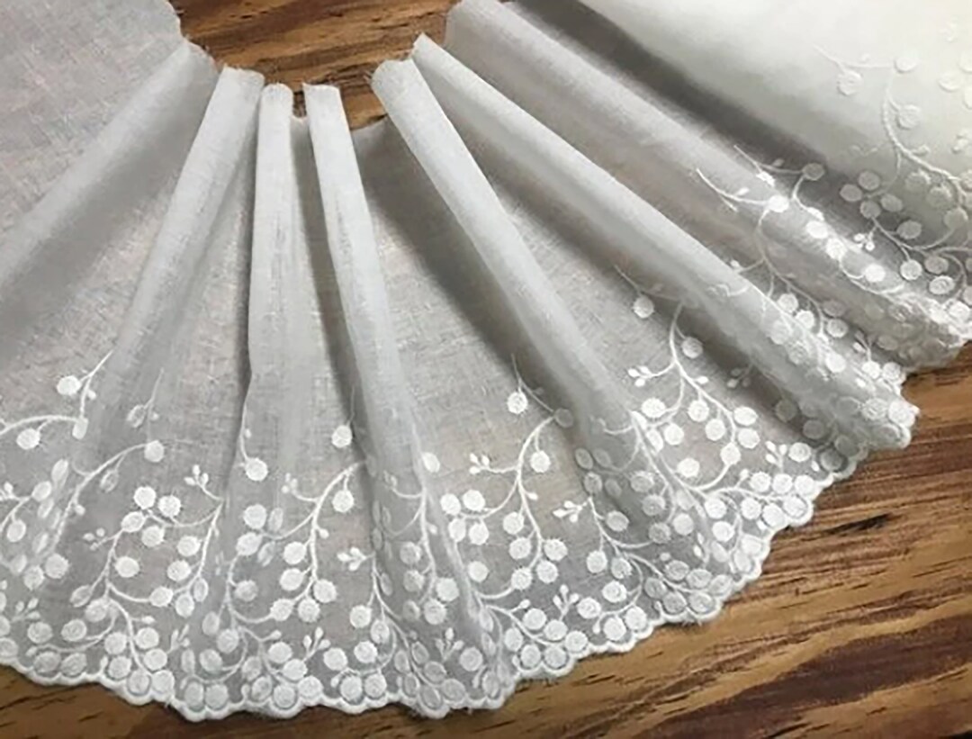 Natural White Broderie Anglaise Lace on Cotton Voile - 21 Cm Wide. - Etsy