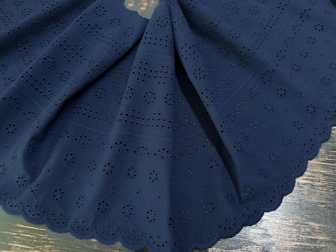 Navy Color- Broderie Anglaise on Voile - 28 Cm Wide. - Etsy