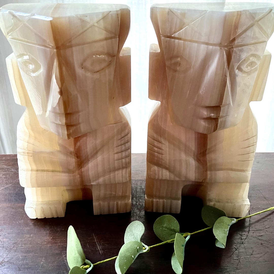Hand-carved Onyx Aztec Tiki Totem Bookends – Tribal Home Decor - Etsy